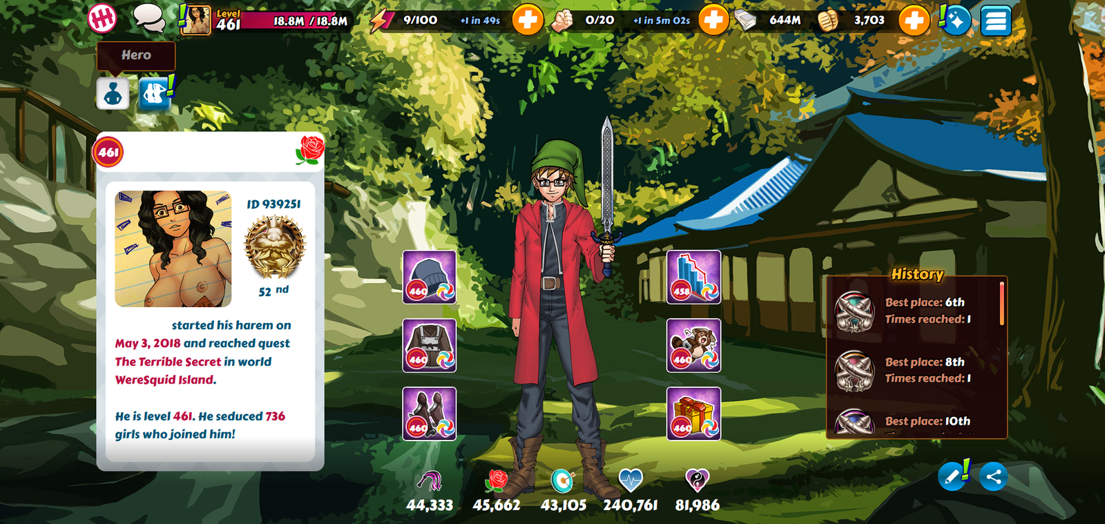 Selling Hentai Heroes Account Lvl 461 Epicnpc