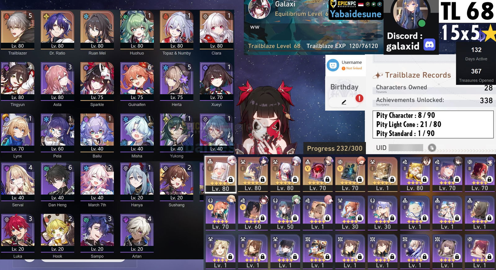 SOLD - TL68 15x5 topaz E1S1 sparkle Ruan mei huohuo E1 dr.ratio S1 ~ MoC PF Full⭐$60 - EpicNPC