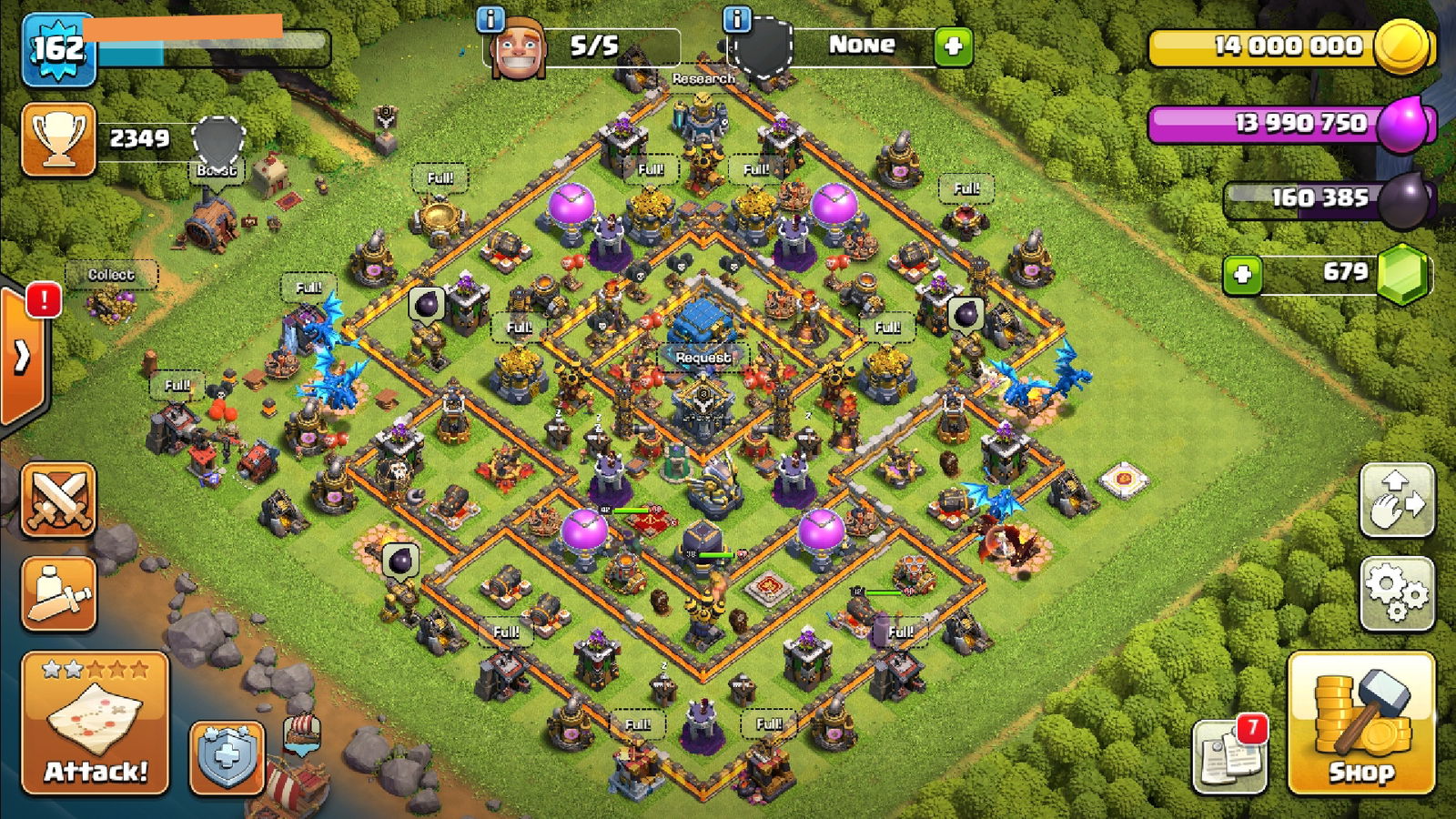 Selling - 🔥 CoC TH12 | Lvl 162 | Bk 38 Aq 42 Gw 12 | Bh 8 | 679 Gems cs9 - EpicNPC